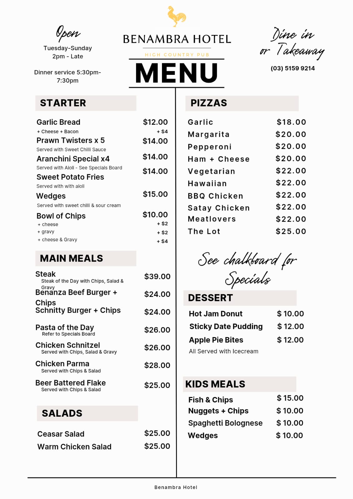 Benambra Hotel serving Benambra and the Omeo High Plains